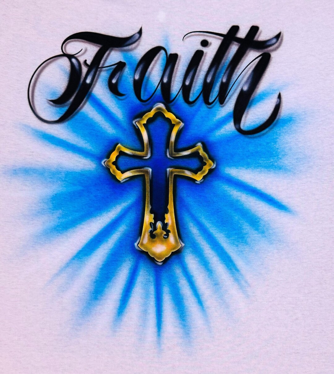 Custom Airbrushed Cross T-shirt - Etsy