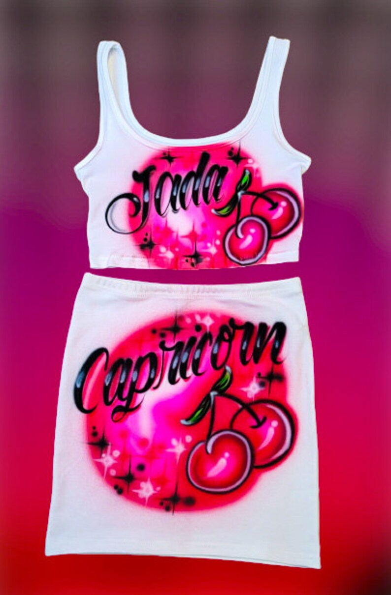Spray Paint Airbrush Crop Topt Shirttanktop Cherry Design - Etsy
