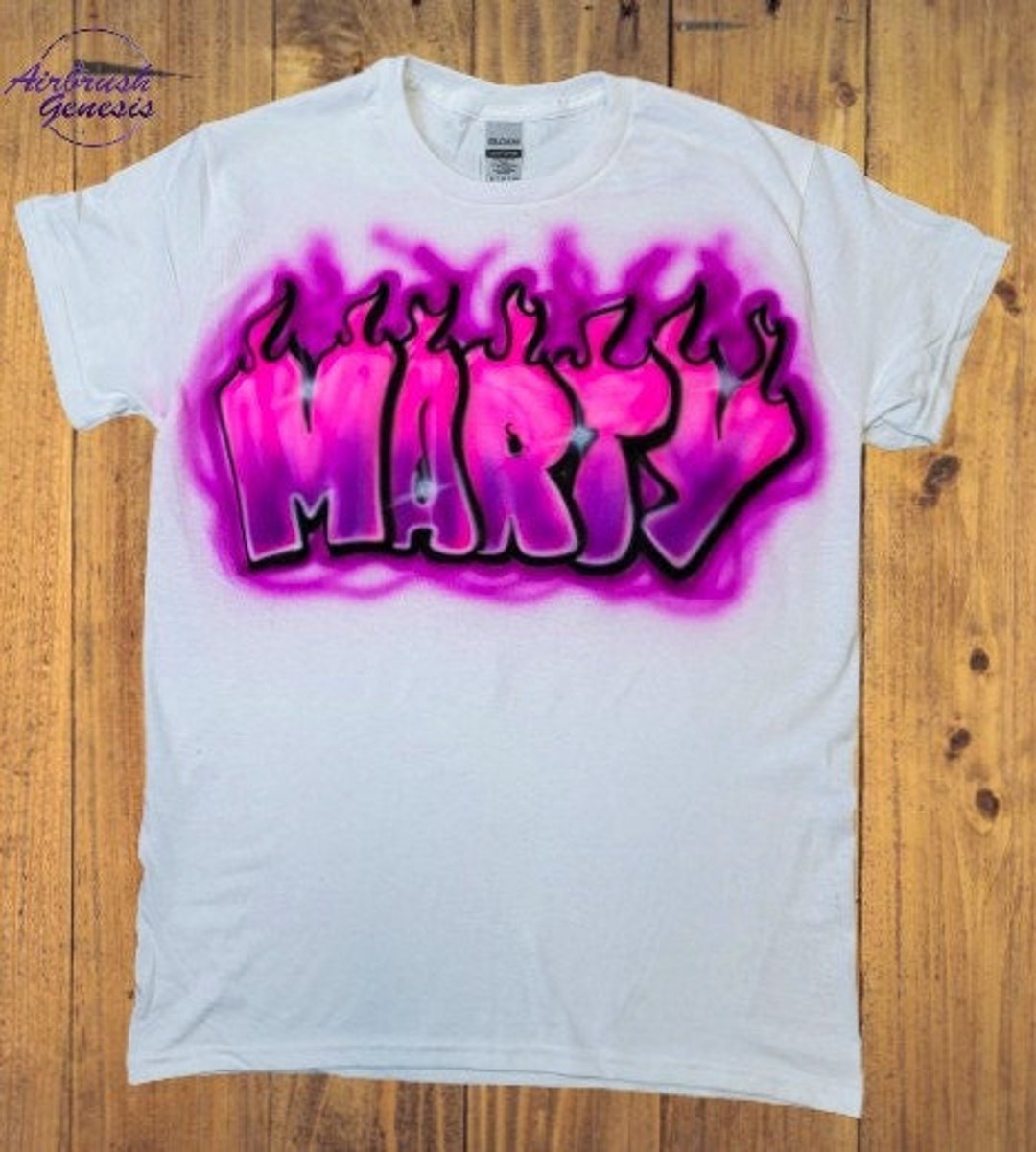 Airbrush Flaming Name Design T-shirt - Etsy