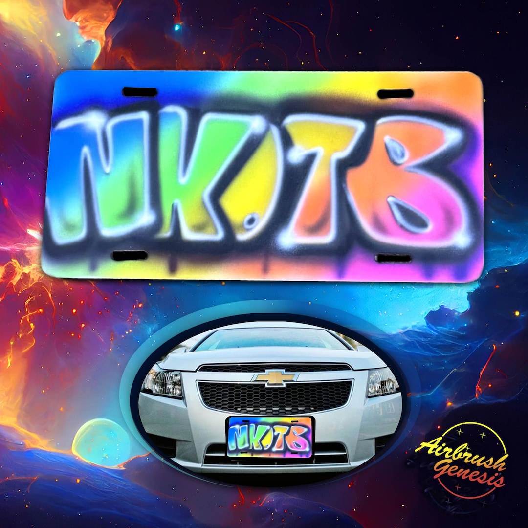 Personalized Airbrushed License Plate - Handcrafted Car Art - Custom ...