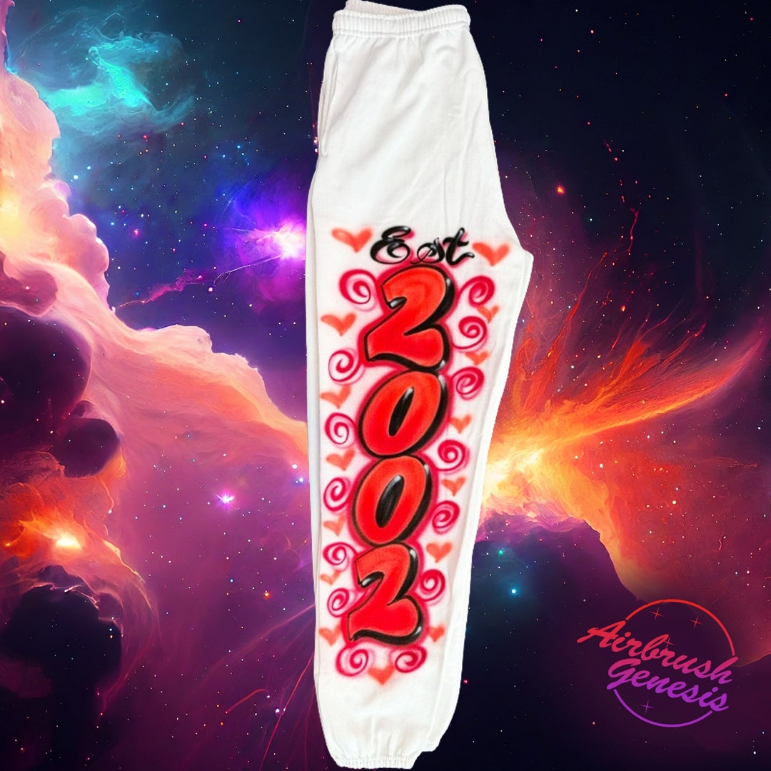 Airbrush Est Year Sweatpants Custom Year Name - Etsy