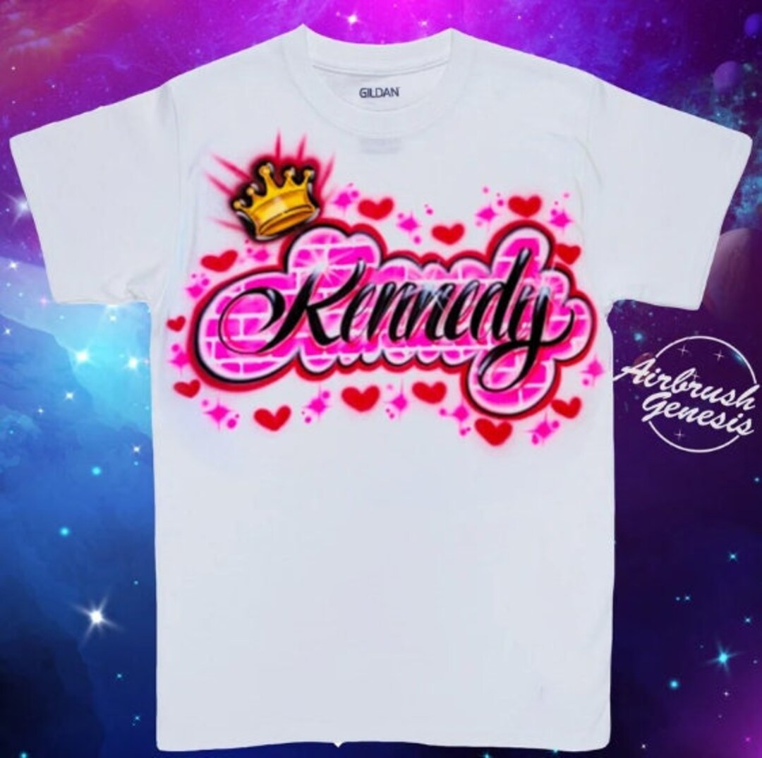 Airbrush T Shirt Print Name With Crown and Bricks - Etsy