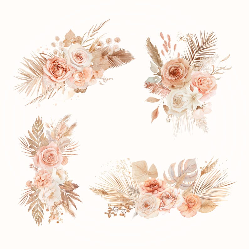 10 Elegant Boho Chic Blush Pink and Peach Floral Arrangements ...