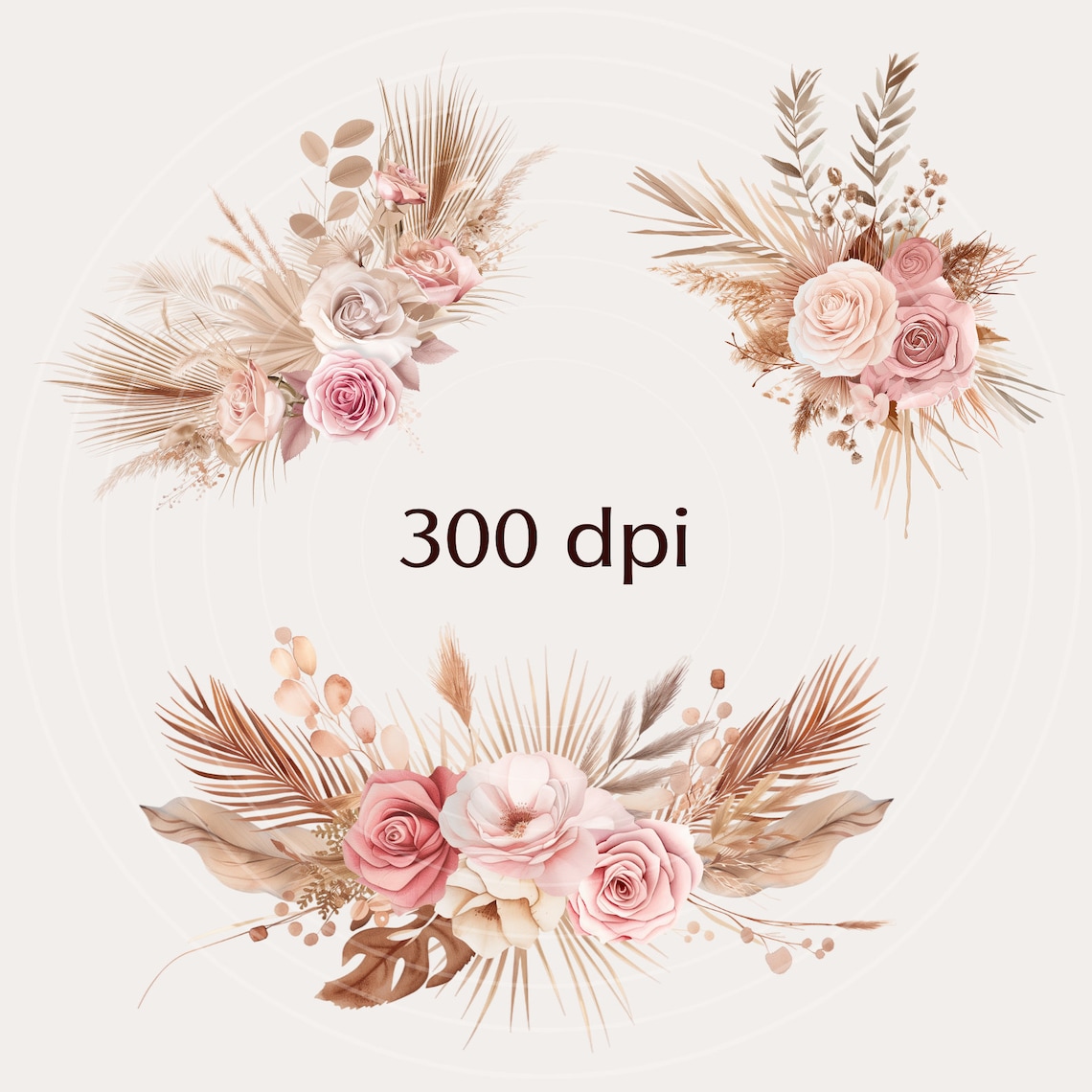 10 Elegant Boho Chic Pink and Ivory Floral Arrangements - Watercolor ...
