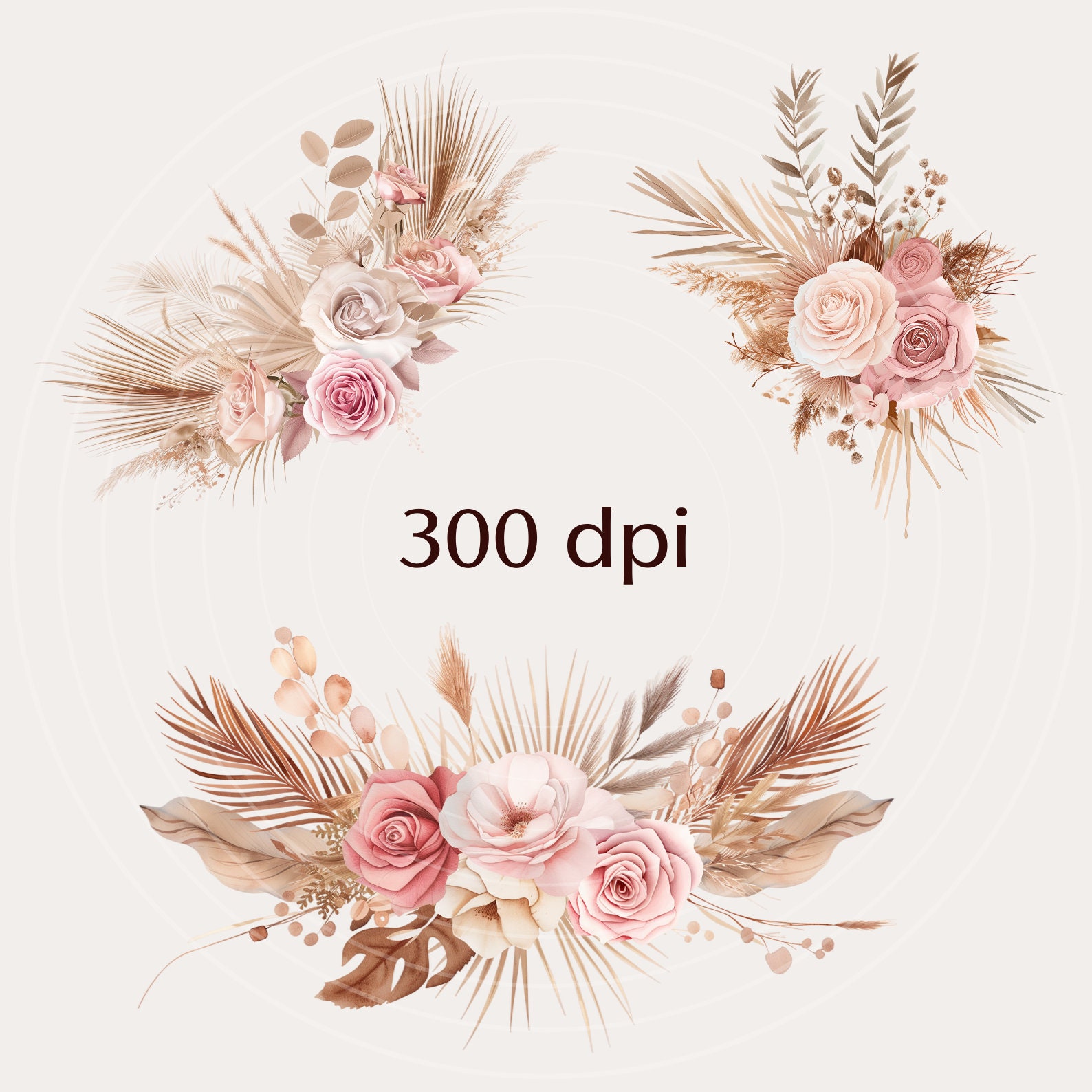 10 Elegant Boho Chic Pink and Ivory Floral Arrangements - Watercolor ...