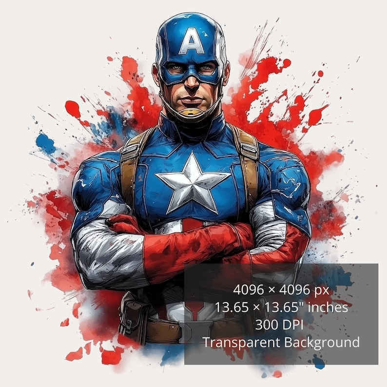 3 PNG Captain America Splash and Watercolor | Superhero Clipart ...