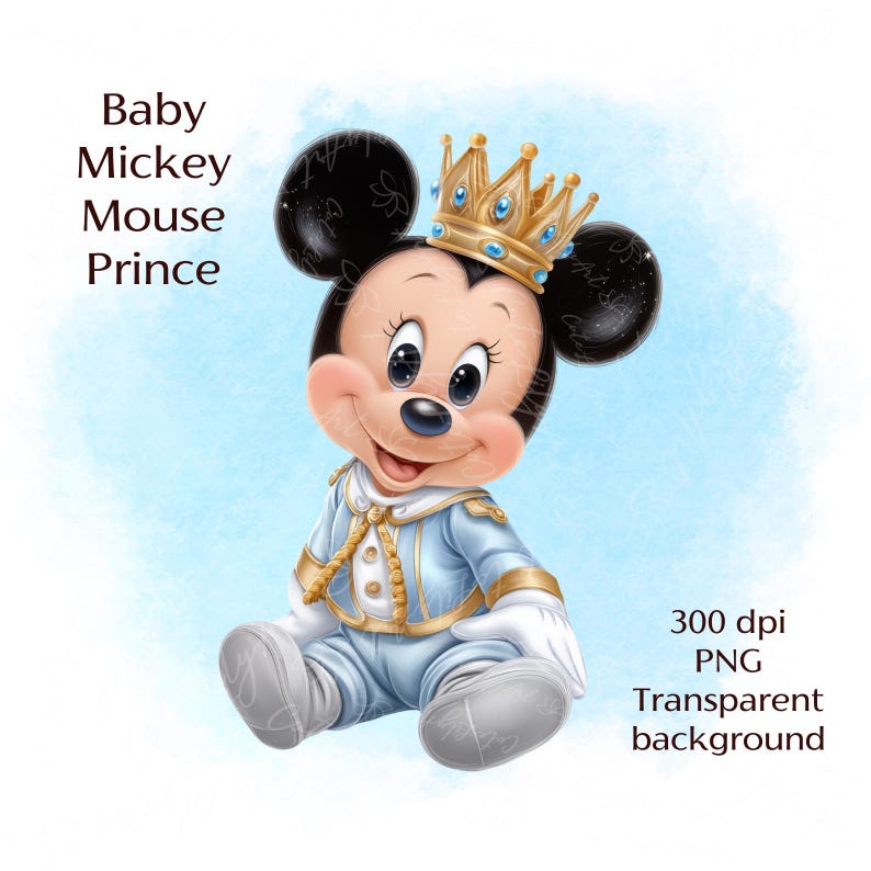 Baby Mickey Mouse Prince PNG | Disney Clipart for Boy Birthday | Royal ...