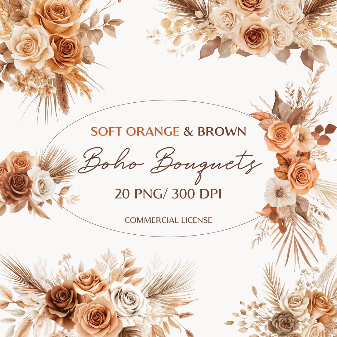 20 Boho Chic Beige, Soft Orange & Brown Floral Arrangements ...