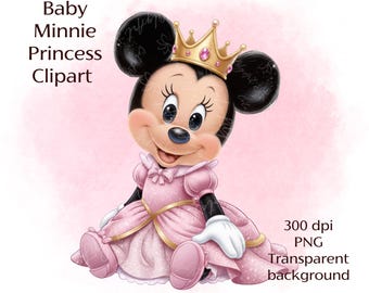 Baby Minnie Princess Clipart | Cute Disney-inspired PNG | Pink Royal ...
