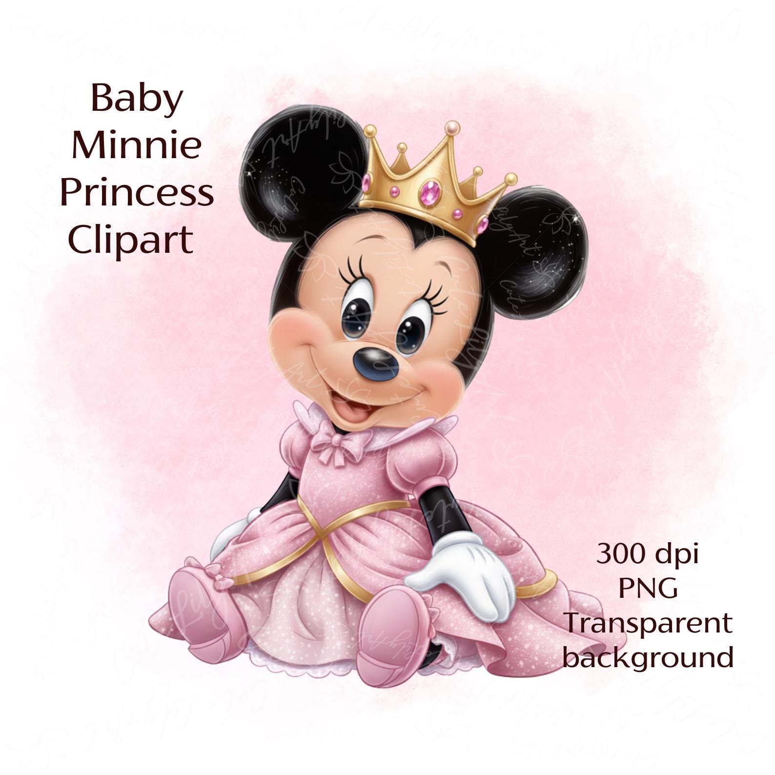 Baby Minnie Princess Clipart | Cute Disney-inspired PNG | Pink Royal ...