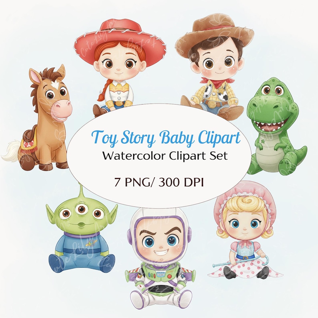 Toy Story Baby Clipart PNG | Cute Disney Characters Set | Woody Buzz ...