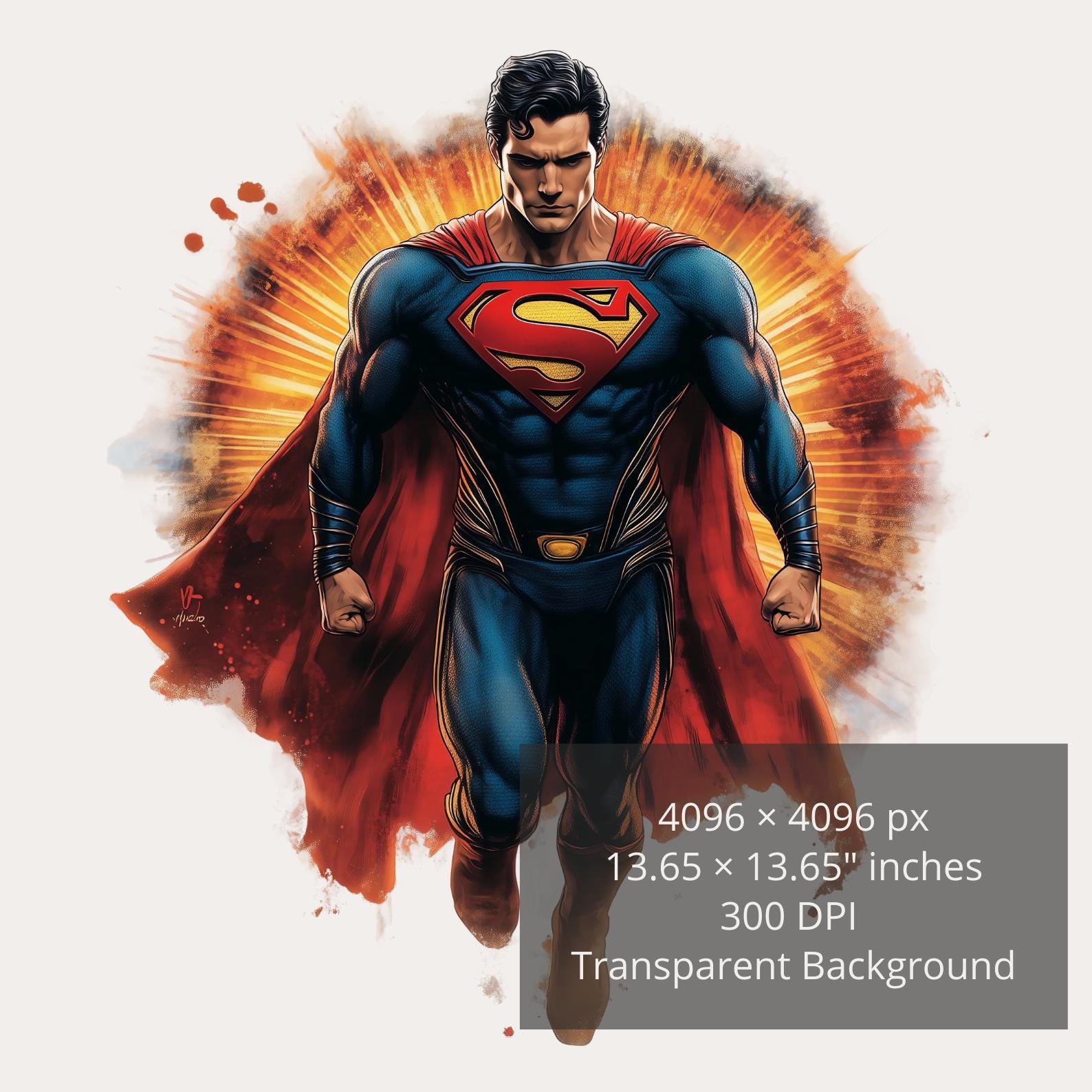 4 PNG Superman Splash and Watercolor Digital Designs Transparent ...