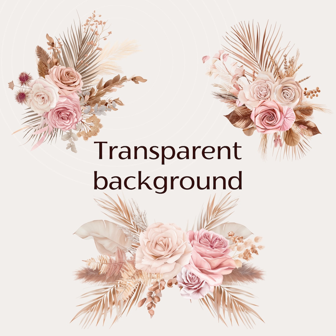 10 Elegant Boho Chic Pink and Ivory Floral Arrangements - Watercolor ...