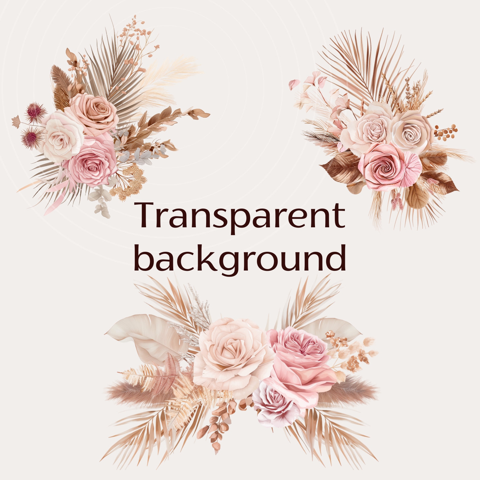 10 Elegant Boho Chic Pink and Ivory Floral Arrangements - Watercolor ...