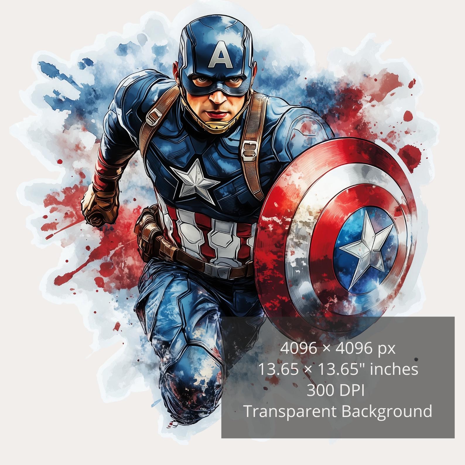 3 PNG Captain America Splash and Watercolor | Superhero Clipart ...