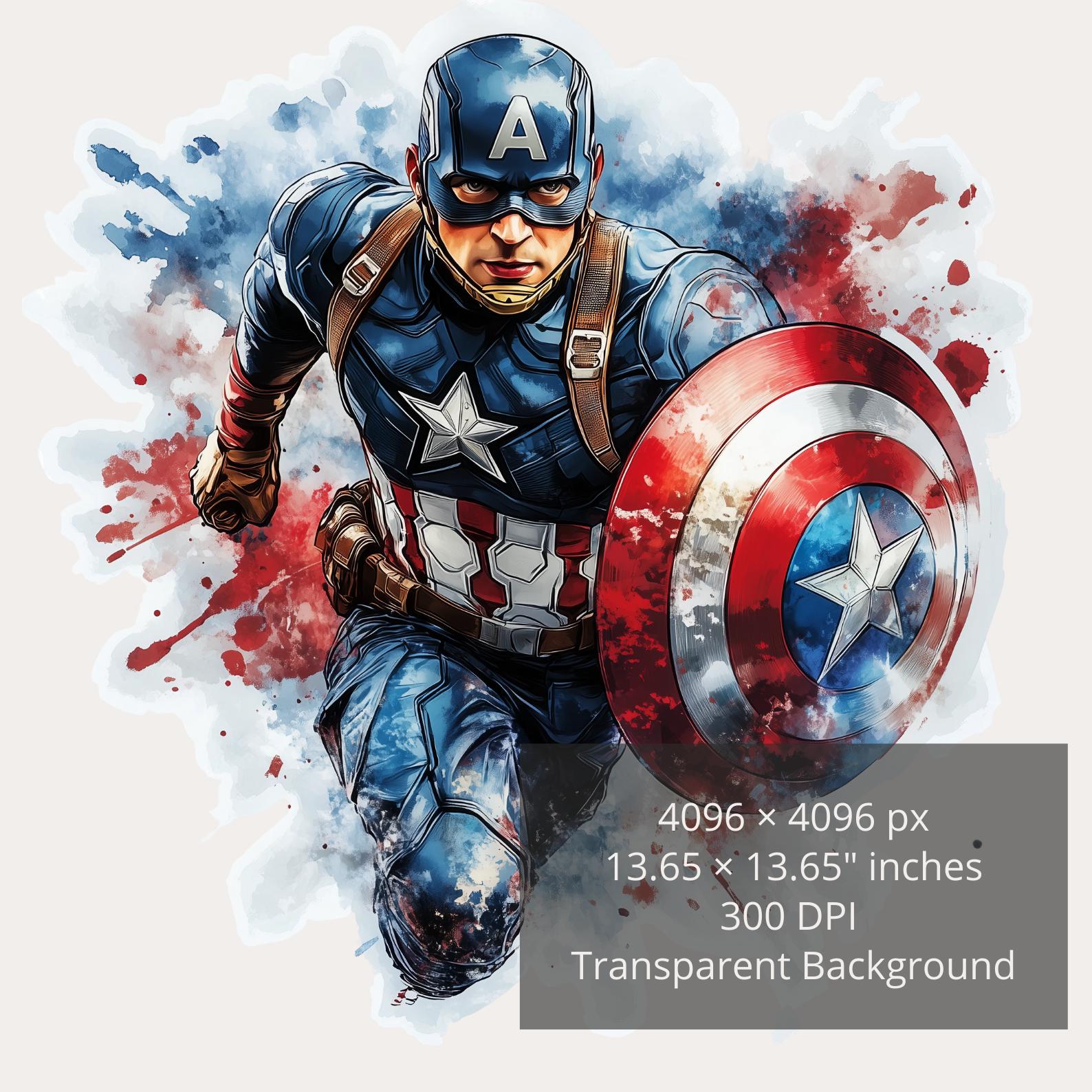 3 PNG Captain America Splash and Watercolor | Superhero Clipart ...