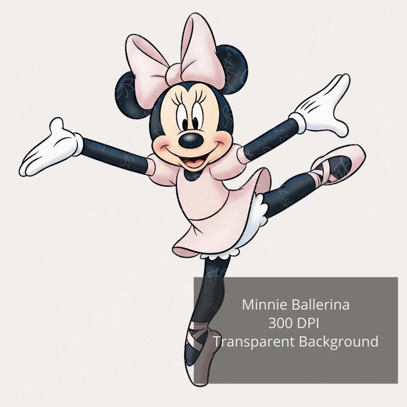 Pink Minnie Mouse Ballerina Clipart | Ballet Birthday (digital Download ...