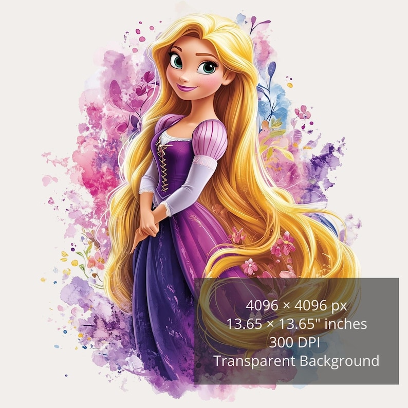 5 PNG Rapunzel Splash and Watercolor | Disney Princess Clipart ...
