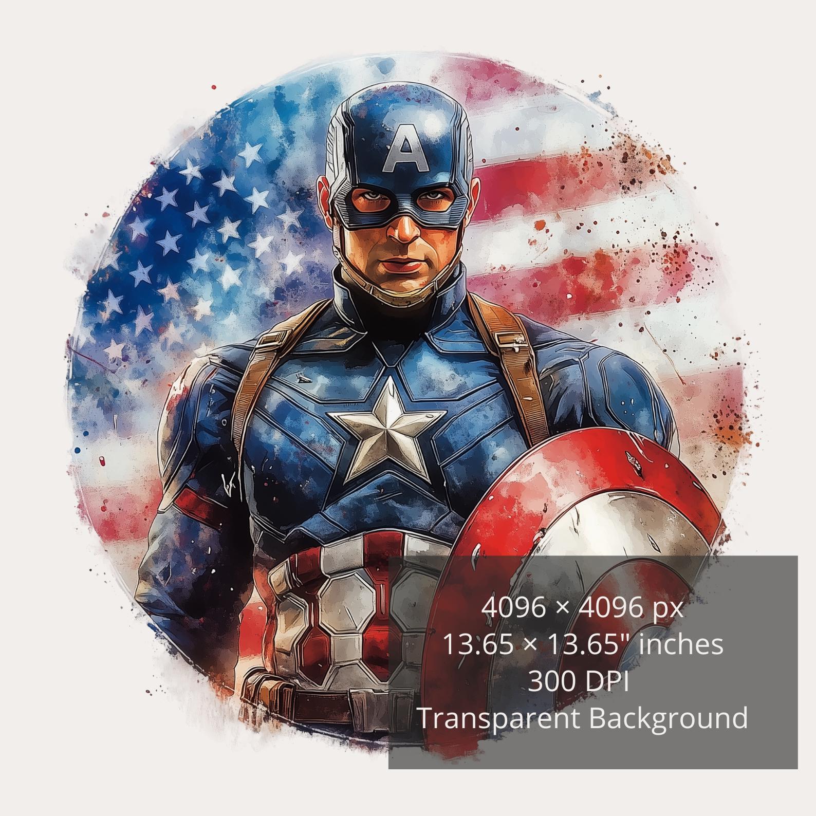 3 PNG Captain America Splash and Watercolor | Superhero Clipart ...