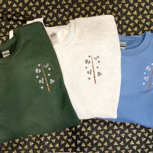 HP Wizard Embroidered Crewneck Sweatshirt HP Embroidery | Etsy
