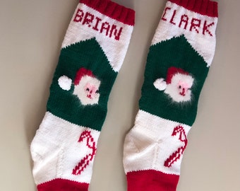 Santa With Candy Canes Christmas Stocking Knitting Pattern - Etsy