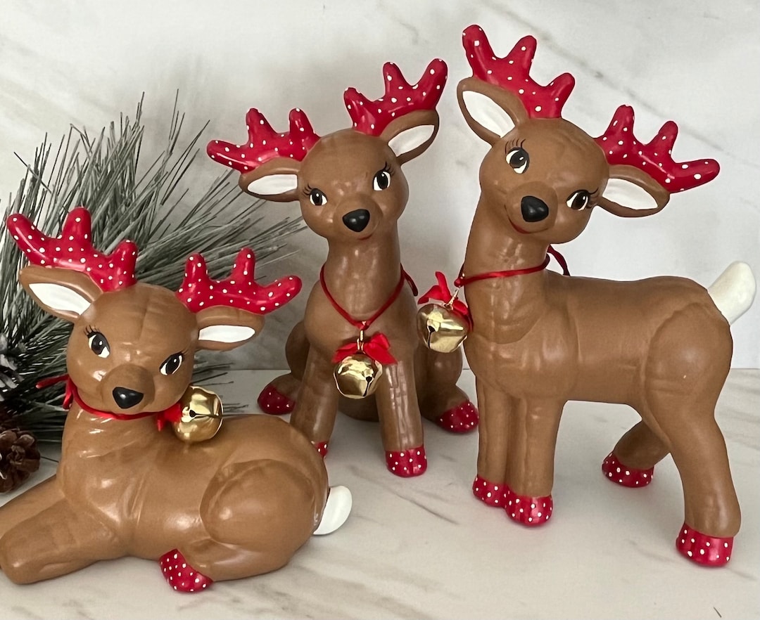 Ceramic Handmade and Hand-painted Vintage Christmas Reindeer Decor ...