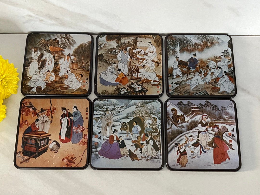 Vintage Fons Asian Souvenir Coasters. Beautiful Artwork With Original ...
