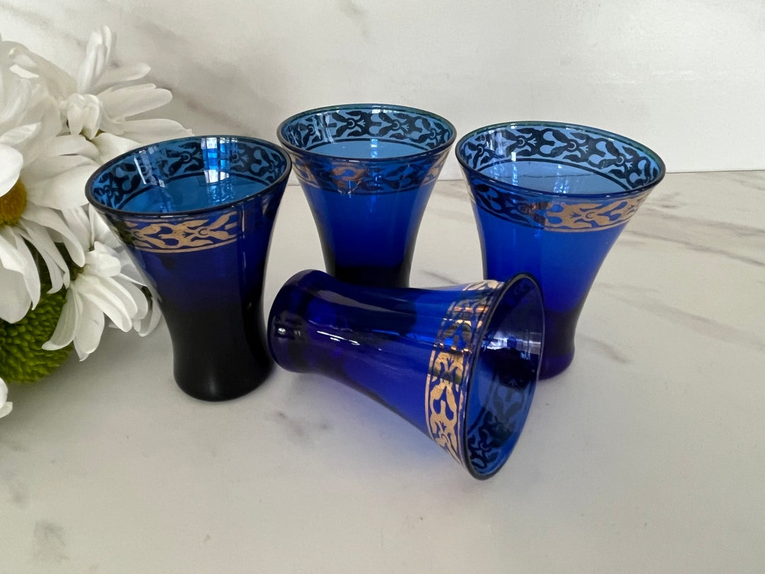 Vintage Blue Colored Shot Cordials Aperitif or Liqueur With - Etsy