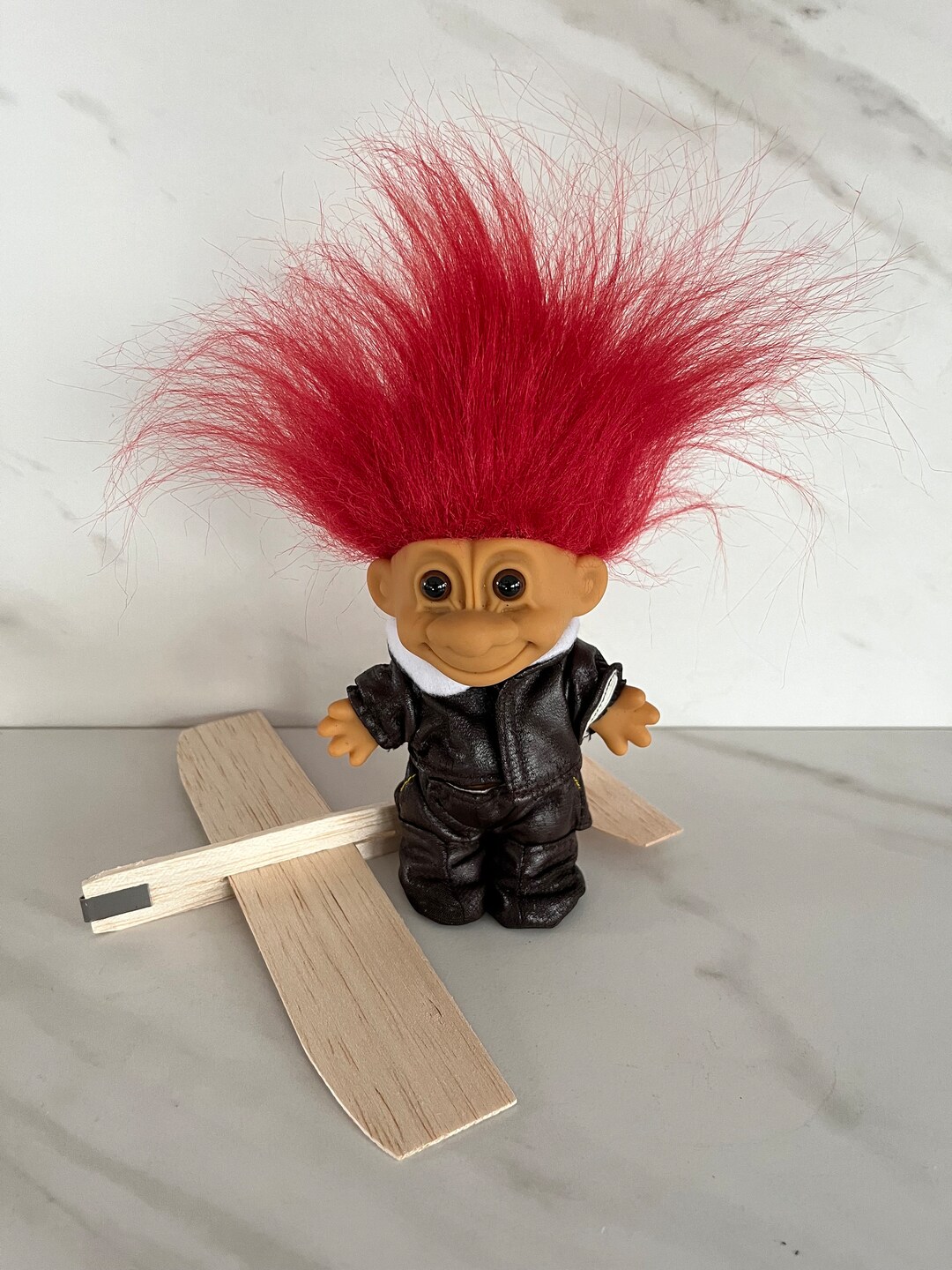 Troll Vintage Aviator Pilot Troll Doll. Russ Berrie and Company. Marked ...