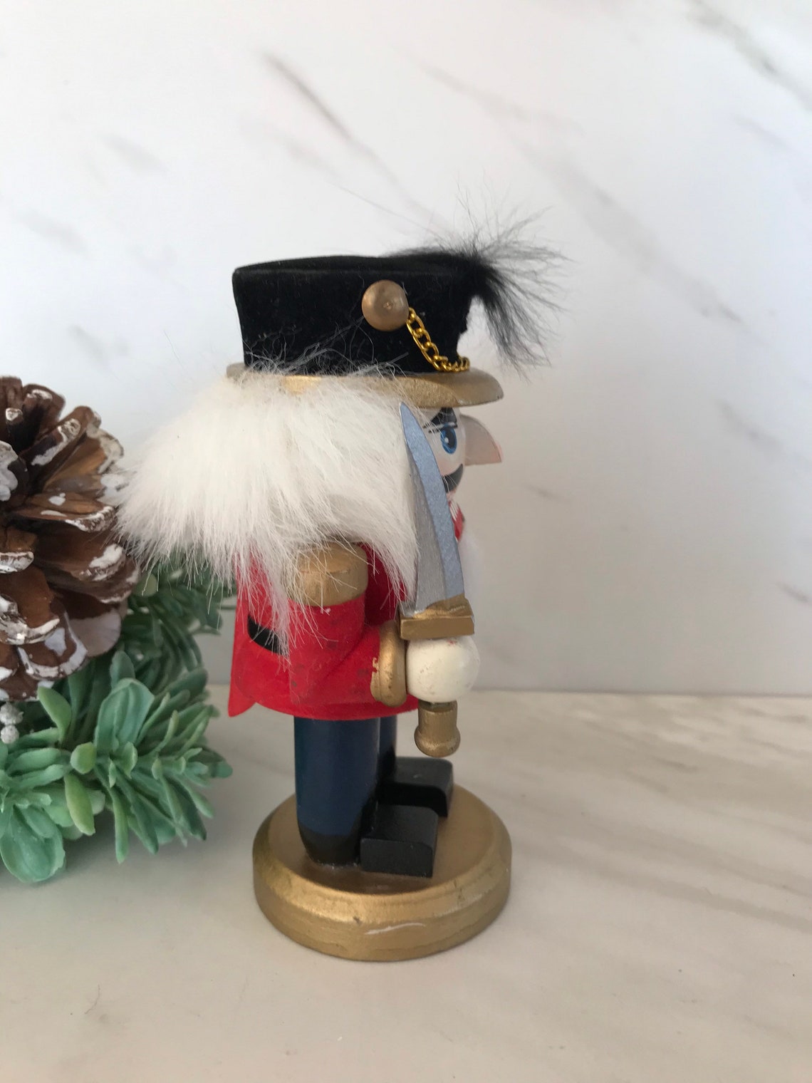 Vintage Flocked Nutcracker. Ornate Uniform 1980 | Etsy