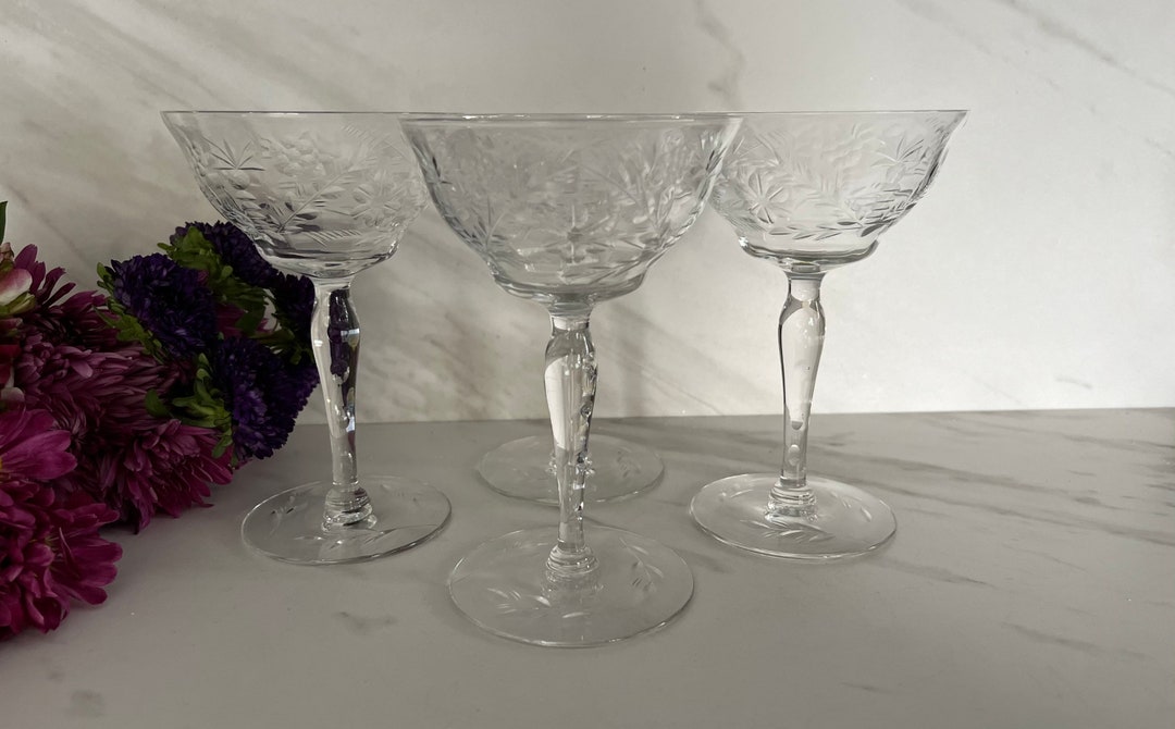 Vintage Bryce Style Stemware Polished Crystal Ornate Cup, Stem and Base ...