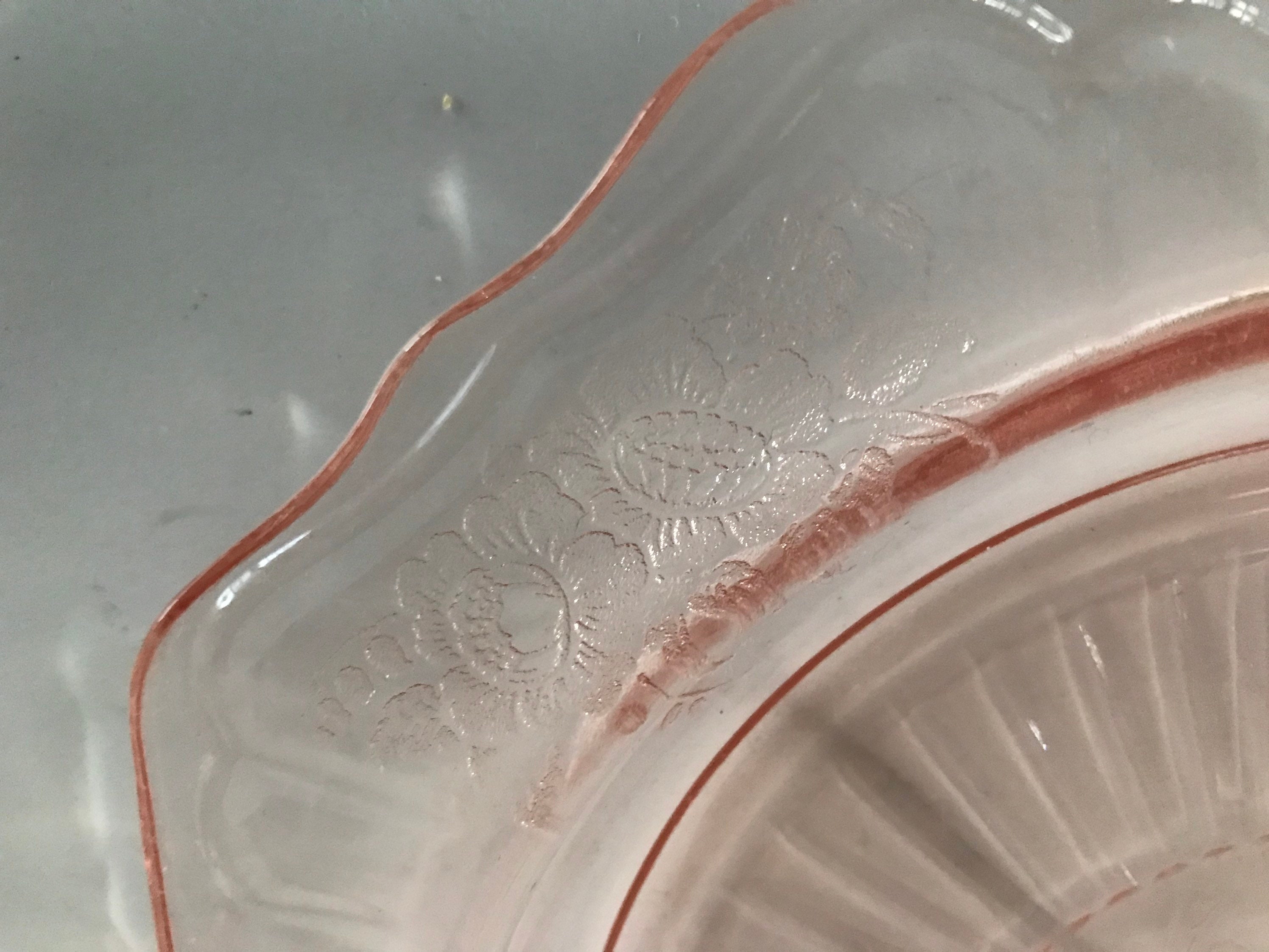 Pink Depression Glass Square Serving Plate With Scalloped - Etsy