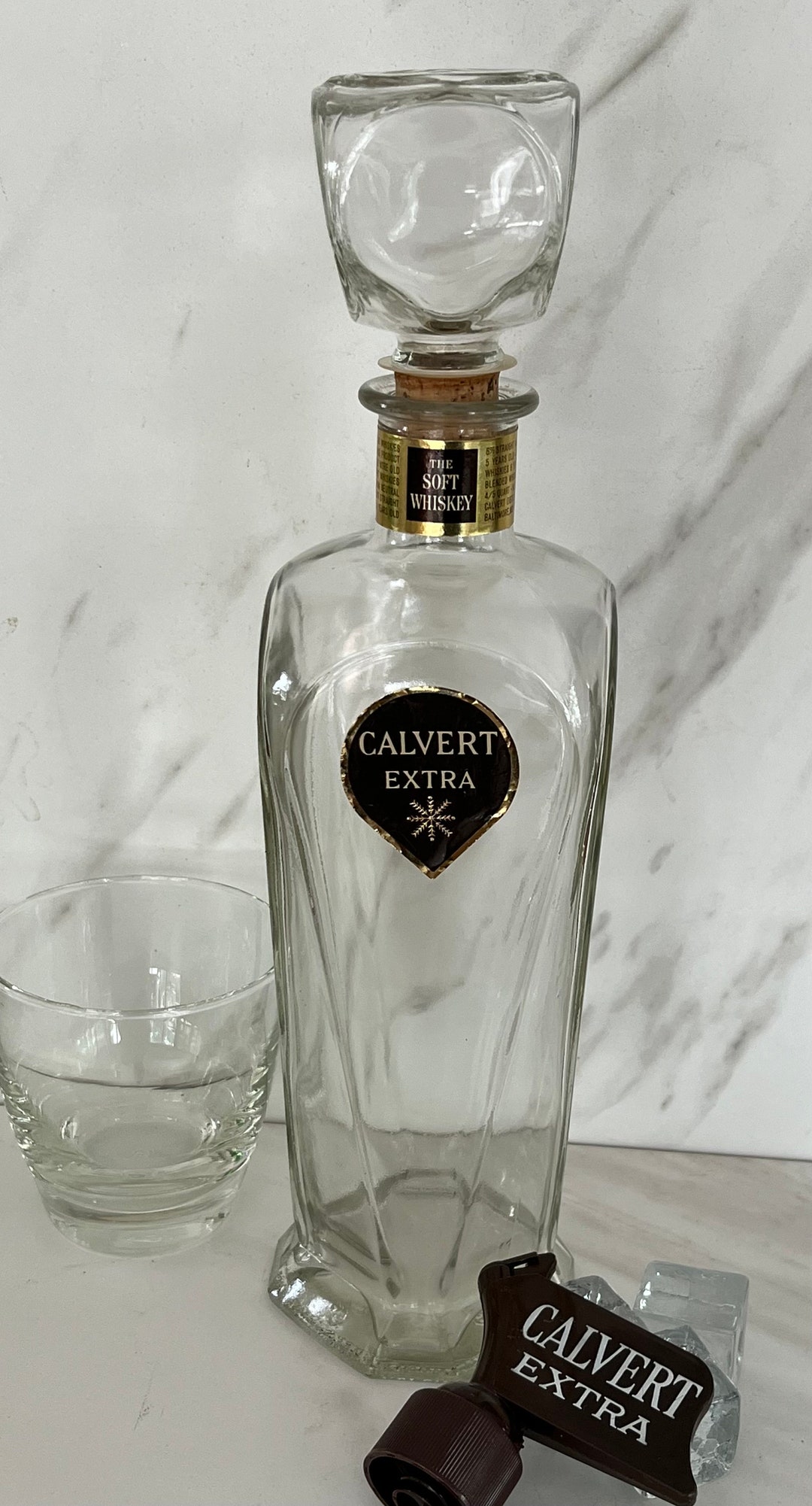 Vintage Glass Calvert Extra “the Soft Whiskey” Decanter Bottle. Whiskey ...