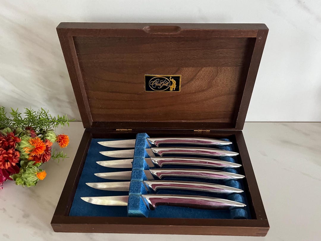 Carvel Hall Cutlery Knife Set With Walnut Lined Box. Vintage 6 Piece ...