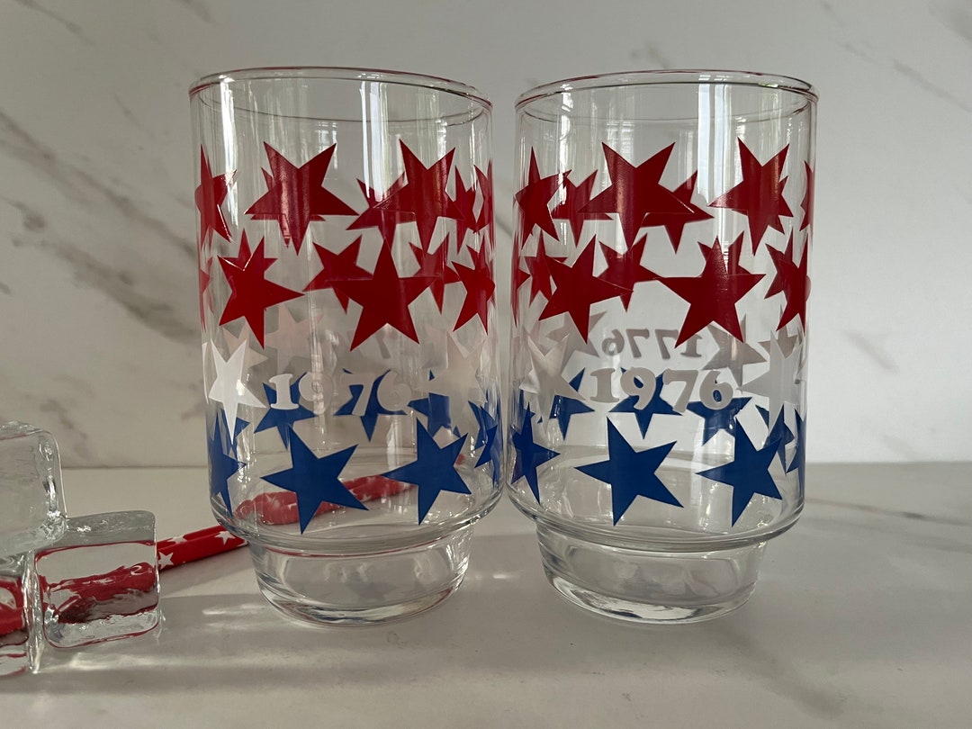 Bicentennial Patrotic Souvenir Vintage Glass With Stars 1776-1976set of ...