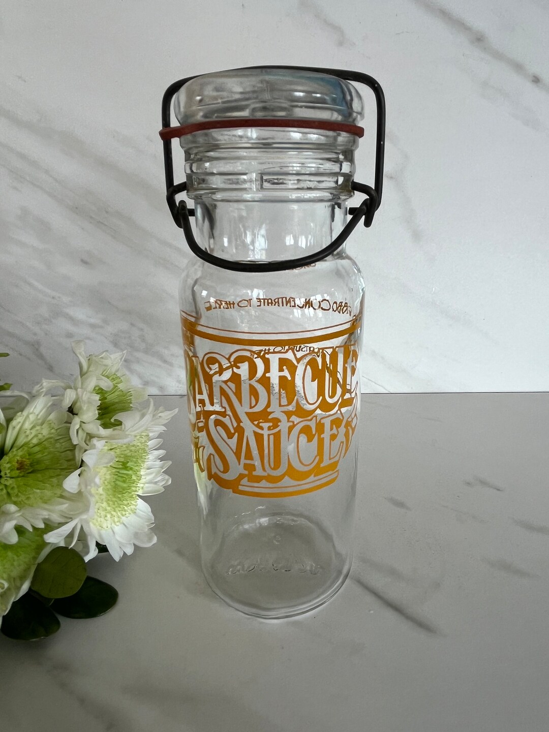 Watkins Barbecue Sauce Vintage Jar. Glass Lightning Style Jar Metal ...