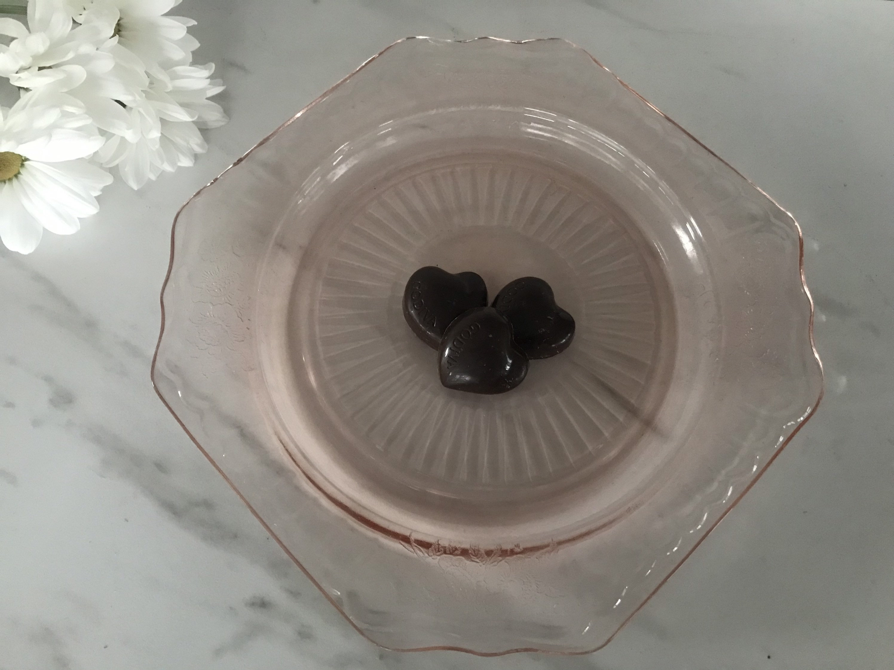Pink Depression Glass Square Serving Plate With Scalloped - Etsy
