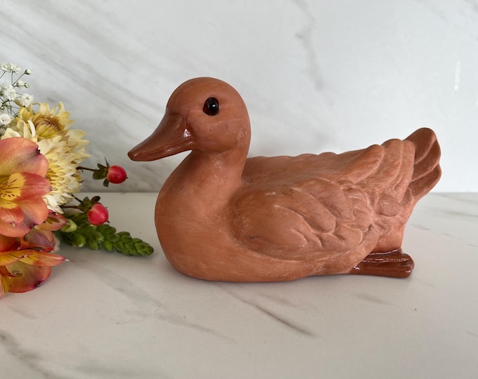 Terra Cotta Glazed Earthen Wear Pottery Duck Vintage Decoy. Marked ...