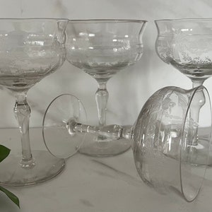 Tiffin Needle Etched Classic Vintage Crystal Coupe Bonnet Cup Sherbet ...