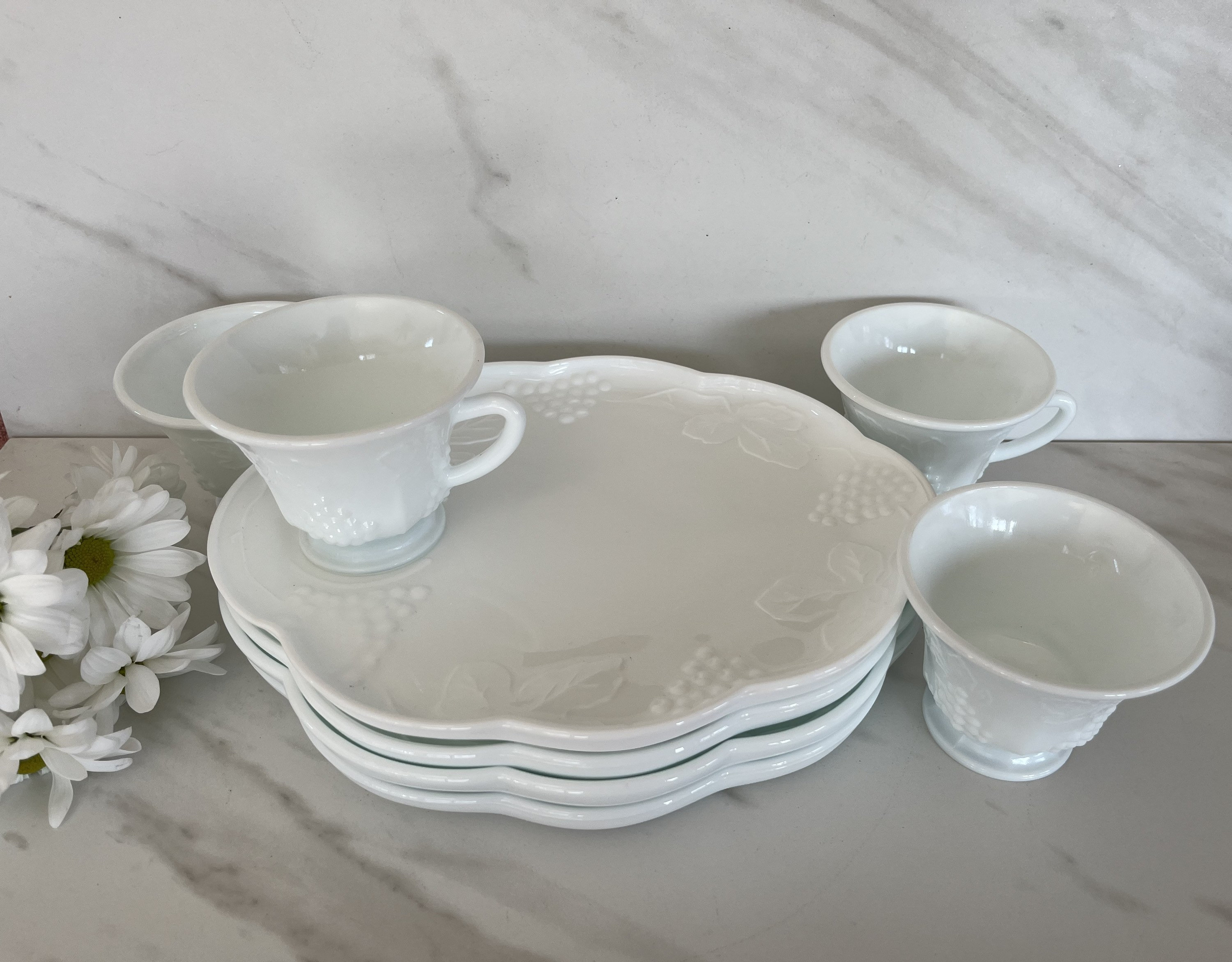 Vintage Indiana Glass Milk Glass Colony Harvest Grape Leave - Etsy