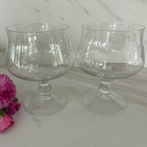 Vintage Crystal Brandy Snifter Glass With Etched Flowers. Cognac ...