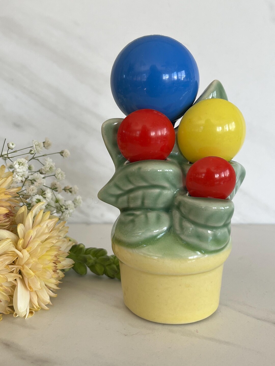 Rare Antique Vintage Ceramic Flower Pot Figurine Measure Spoon Set ...