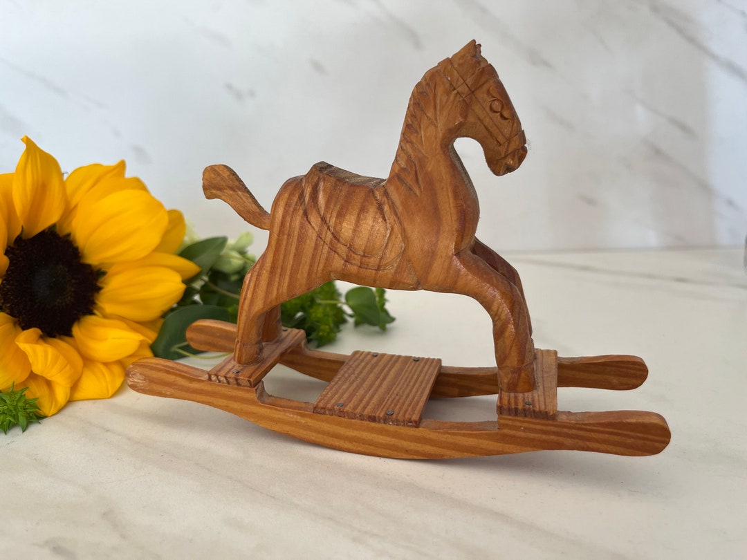 Vintage Hand Carved Wooden Rocking Horse. 1960s - Etsy