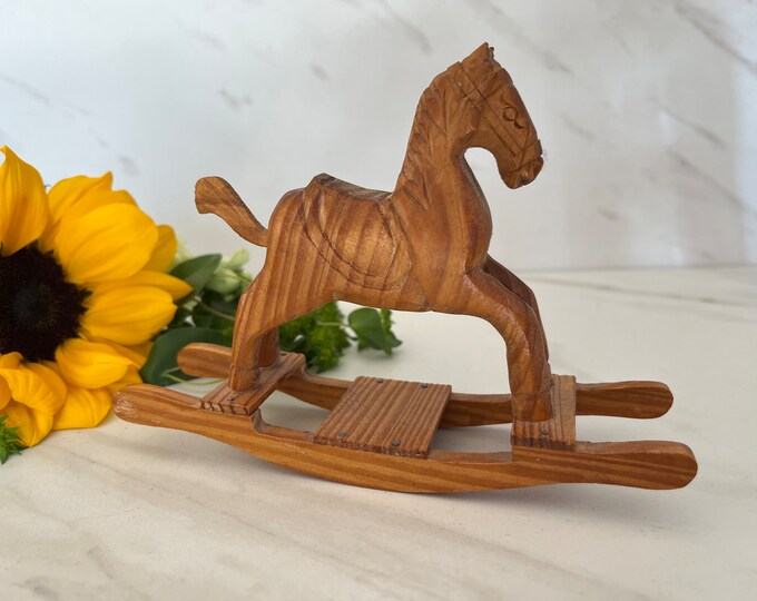 Vintage Hand Carved Wooden Rocking Horse. 1960’s - Etsy