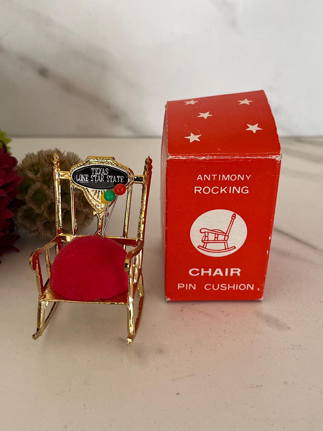Rocking Chair Texas Lone Star State Pin Cushion NIB 1970’s. Antimony ...