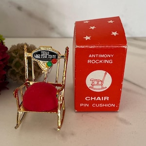 Rocking Chair Texas Lone Star State Pin Cushion NIB 1970’s. Antimony ...