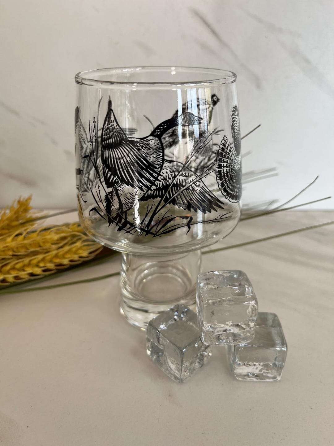 Rare Mid Century Ned Smith Wild Fowl Sportsman Whiskey Tumbler or ...