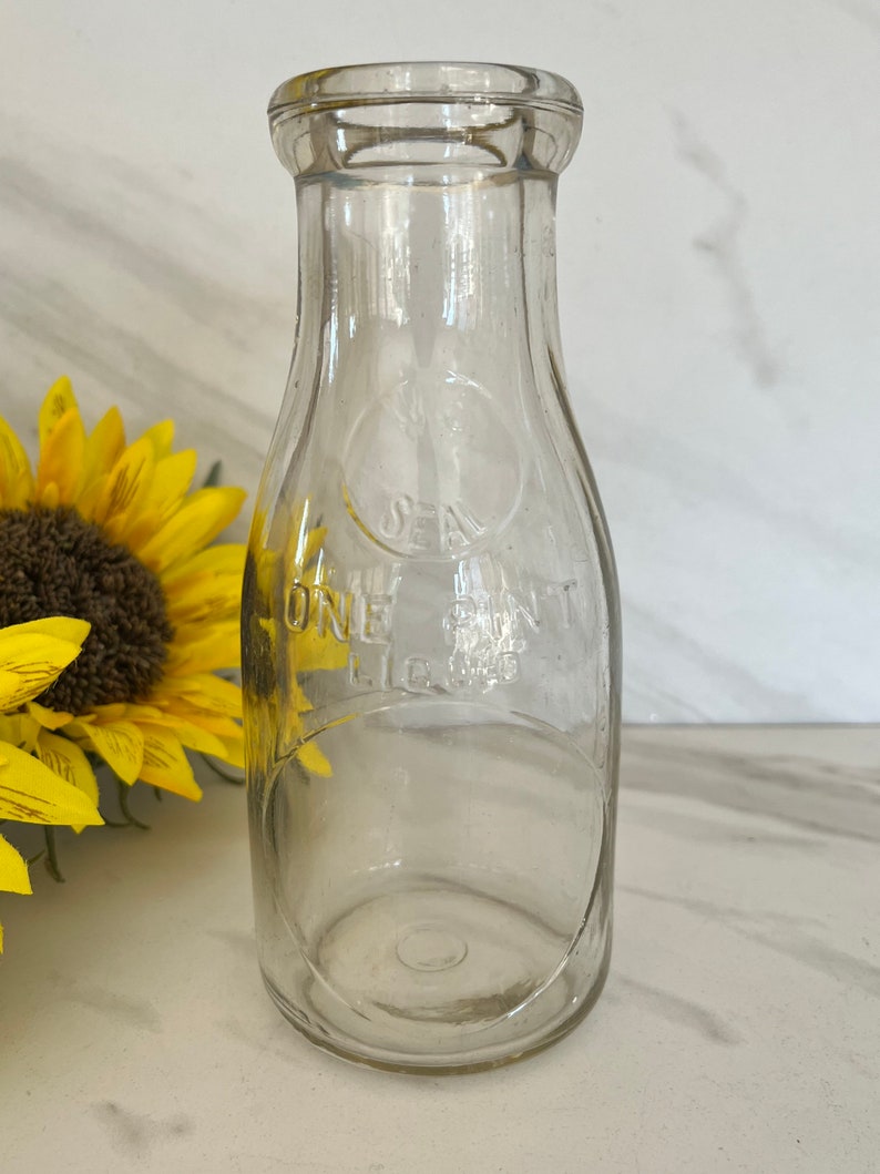 Vintage One Pint Milk Bottle Marked Wis Seal. - Etsy