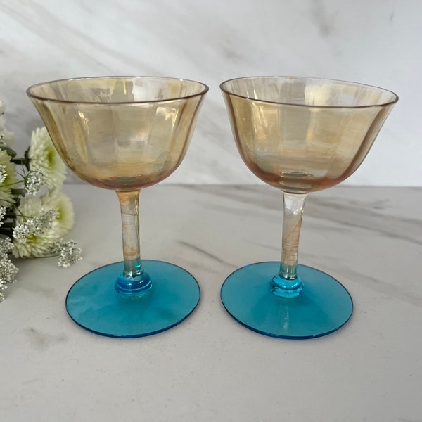 Carnival Glass Stem Glasses - Etsy