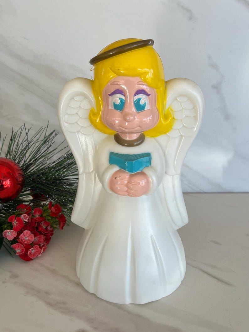 Angel Blow Mold Tree Topper Vintage Blow Mold Angel Plastic Tree Topper ...